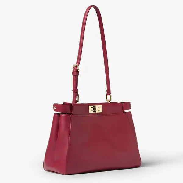 Fendi My Peekaboo Small Dark Red Leather Bag
